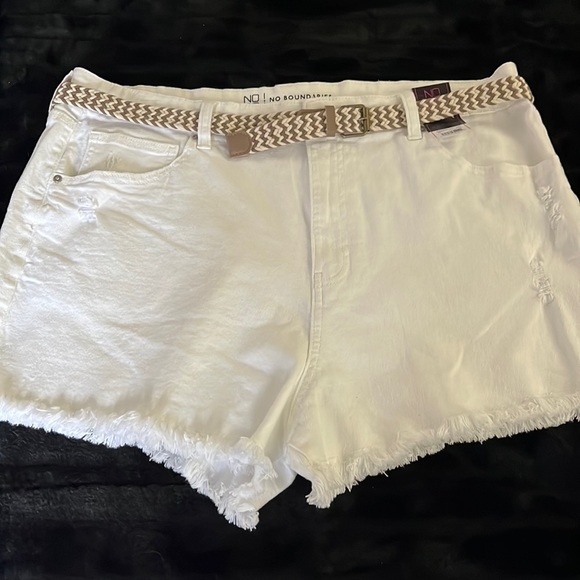 NOBO | Shorts | White Cut Off Jean Shorts 2 Stretch Denim Woven Belt ...
